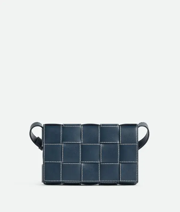 Bottega Veneta Cassette Shoulder Bag - Deep Blue/Natural